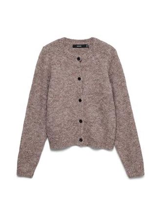 Vero Moda VMNOVAH LS Cardi GA Noos Col Rond, Marron Lentil/d&eacute;tail : m&eacute;lang&eacute;, L