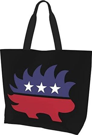 AOOEDM Us Libertarian Party Porcupine Ladies Canvas Tote Sac &agrave; provisions r&eacute;utilisable