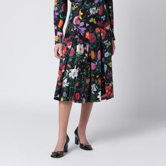 Gucci Plissierter Midirock Aus Seidentwill Mit Flora-Print
