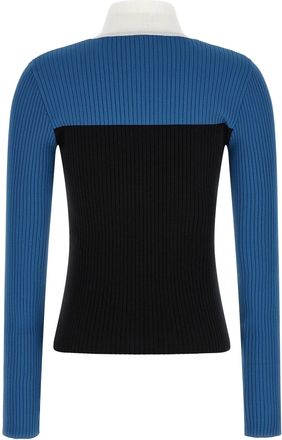Courr&egrave;ges Tricolor Color-Block Ribbed Sweater - Blue