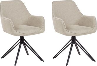 Beliani Esszimmerstuhl 2er Set drehbar JODAR Taupe