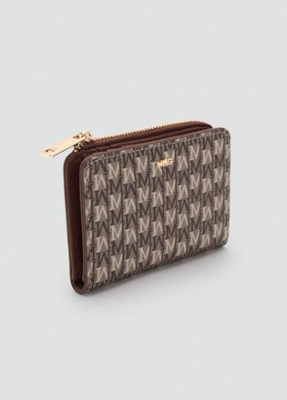 Mango Petit portefeuille imprim&eacute; logo marron moyen - Femme - Taille unique - MANGO