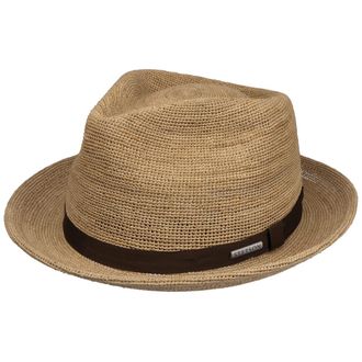 Stetson Sondova Crochet Raffiahut - Naturfarbener Hut aus Stroh - Player-Hut - Sommerhut - Luftige Flechtstruktur - Herren und Damen - Fr&uuml;hjahr/Sommer Natur X
