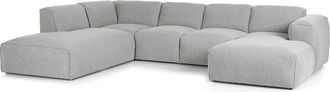 Studio Copenhagen home24 Wohnlandschaft Grau Webstoff Saia 325 x 71 x 235cm Longchair davorstehend rechts / Ottomane links Modern