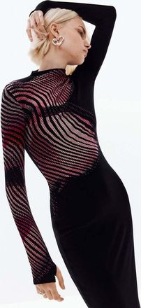 Desigual Robe longue &agrave; imprim&eacute; ondul&eacute; - Noir