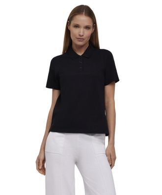 Falke Damen Polohemd Basic Boxy Pique Polo W Pl Baumwolle weich hautfreundlich bequem sehr leicht 1 St&uuml;ck, Schwarz Black 3000, M