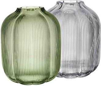 Villeroy & Boch Fleur Vasen-Set 2-teilig, 19 cm, Sp&uuml;lmaschinenfest, Tischvasen Handgefertigte und Mundgeblasene Glasvasen, Blumiges Design, Klare und Farbige Blumenva