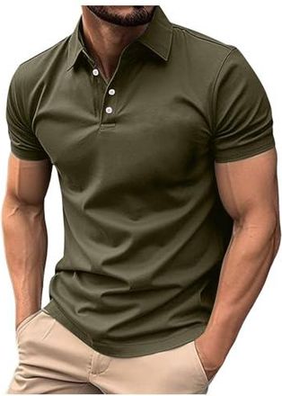Generic Polo &agrave; manches courtes pour homme - D&eacute;contract&eacute; - Solide - Pour les vacances, Vert arm&eacute;e., XXL