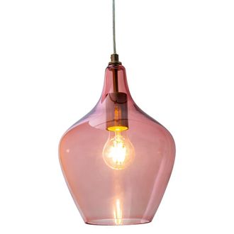 Nowa Glas Pendelleuchte pink Esszimmer Lampe hängend Retro Hängelampe Wohnzimmer Vintage, 1x E27, DxH 20 x 150 cm