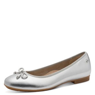 Tamaris Comfort Damen Ballerinas aus Leder mit Schleife, Silber (Silver), 38 EU