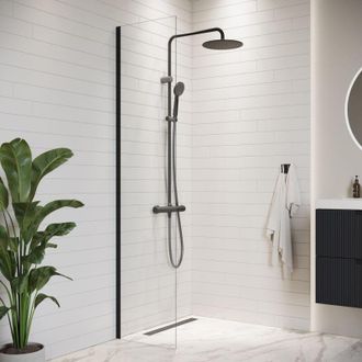 Badplaats Duschwand Florida 40 x 200cm Glas Duschabtrennung Schwarz - Walk