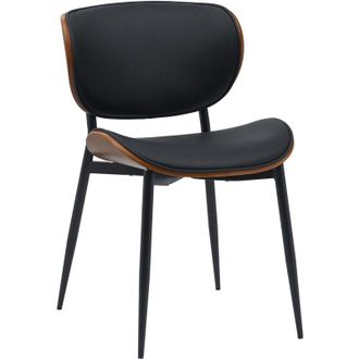 Clp Chaise Enid habill&eacute;e de similicuir ou de tissu Noyer / Noir Similicuir