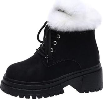 Generic Bottines Femme &agrave; Lacets Bout Rond Semelle Plateforme Style Combat Bottes Courtes dHiver Chic et Elegant Boots Chaussures L&eacute;g&egrave;res D&eacute;contract&eacute;e 42