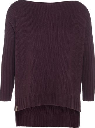Knit Factory Kylie Damen Pullover - Strickpullover - F&auml;llt locker und weit - Mit breiteren Kopfausschnitt - Aubergine - 46/54