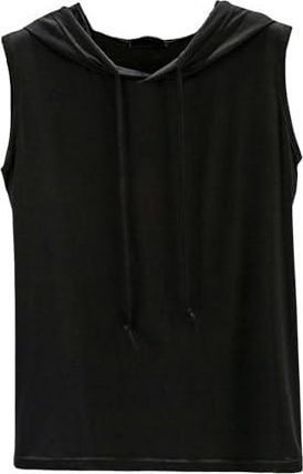 Generic Lot de 3 débardeurs décontractés sans manches à capuche unis pour femme - Confortable - Pour la gym, lathlétisme, la course à pied, Noir, L