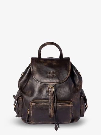 Miu Miu Leather backpack with a vintage effect - MIU MIU - gender_Woman