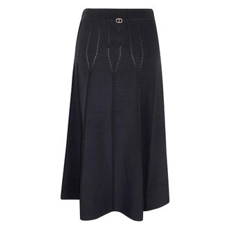 Twinset Femme, Jupes, Noir, Taille: 38 FR Knit Midi Skirt