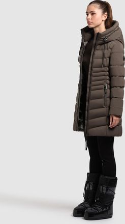 Khujo Steppmantel KHUJO LAVA, Damen, Gr. XXL, dull gr&uuml;n, 100% Polyester, unifarben, eingesetzt elastischer Bund mit Windstopper, M&auml;ntel Steppmantel, Topsell