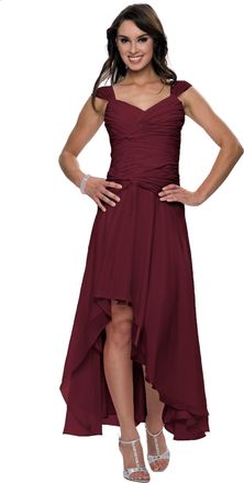 Astrapahl Damen Cocktail Kleid mit schönen Raffungen, Knielang, Einfarbig, Gr. 34, Rot (Weinrot)