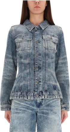 Diesel Femme, Vestes, Bleu, Taille: 38 FR Veste Trucker en Denim Oversize