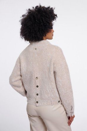 Rino&Pelle Cardigan BUBBLY mit flauschiger Optik, Langarm, Rundhals, ohne Kapuze, aus Materialmix