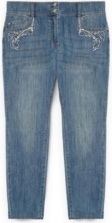Fiorella Rubino Femme, Jeans, Bleu, Taille: 50 FR Jean skinny avec broderie macram&eacute;