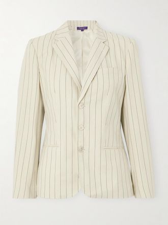 Ralph Lauren Collection Skye Blazer Aus Einer Baumwoll-leinenmischung Mit Nadelstreifen - Elfenbein