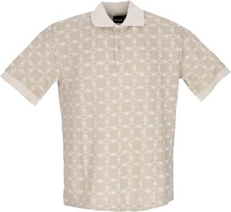 Dolly Noire Monogram Jacquard Oversize Polo Shirt Wei&szlig; - - Tops - Herren - Beige - XL
