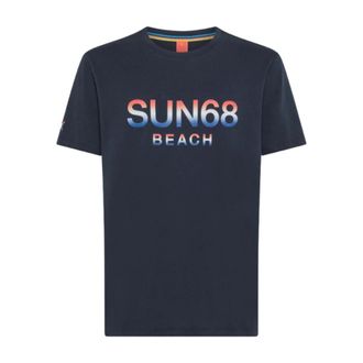 Sun 68 Kurz&auml;rmeliges T-Shirt mit gro&szlig;em Logo - - Tops - Herren - Blau - S