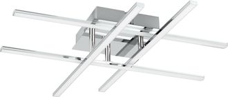 Eglo LED Deckenlampe Lasana 1, 4 flammige Deckenleuchte, Material: Stahl, Kunststoff, Farbe: Chrom, weiss