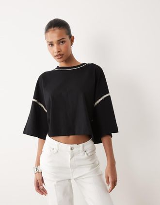 Boss Orange by Hugo Boss T-shirt oversize au crochet - Noir