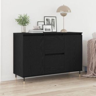 vidaXL Sideboard mit Türen & Schubladen Schwarz Eiche 101,5x35x70 cm - Vidaxl