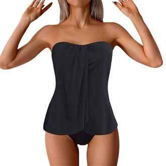 Generic W 59 Bikini sans bretelles pour femme avec encolure fendue qui couvre le ventre et rend les t-shirts tendance et minces pour homme, Noir, XL