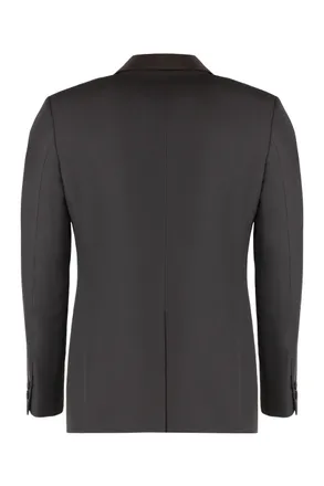 Fendi Mens Blazer Crepe Wool, Coffee Polyester Suit & Dinner Jackets