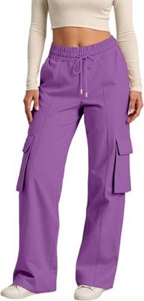 Generic Pantalon Jogging Femme Blanc Simili Elastique a Running Ronde Trou&eacute; Dentelle Fran&ccedil;ais Paperbag Ceinture Polyester Trail Cintr&eacute; Charpentier Balloon Col