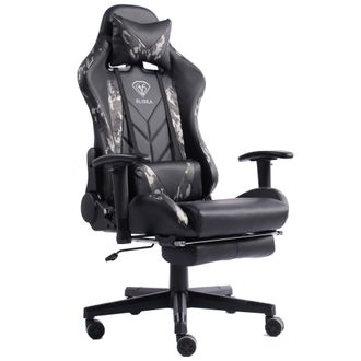 Trisens Gaming Stuhl mit Fu&szlig;st&uuml;tze und ergonomsichen 4D-Armlehnen Gaming Chair in ergonomischer Sportsitz Optik Gamer Stuhl mit verstellbaren R&uuml;ckenst&uuml;tzkisse