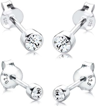 Elli Ohrringe Damen Ohrstecker 2er Set Basic mit Kristall in 925 Sterling Silber