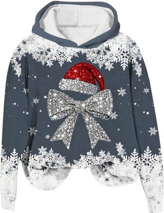 Generic Pull festif &agrave; paillettes 2026 &agrave; manches longues d&eacute;contract&eacute; dhiver pour les vacances, haut scintillant avec capuche, v&ecirc;tement de d&eacute;tente en polaire do