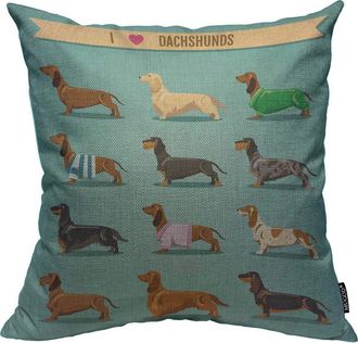 Generic Nahtloser Dekorativer Hintergrund Mit Dackelmotiv Und Dem Schriftzug Ich Liebe Dackel. Kissenh&uuml;lle Atmungsaktiv Kissenh&uuml;llen Weich Sofakissenbezug F&uuml;r