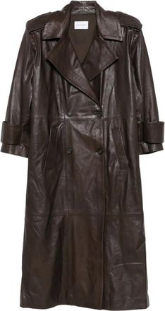 Marsém double-breasted leather coat - Marron