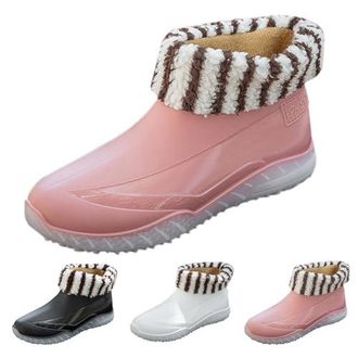Generic Wellies Bottes de pluie &agrave; enfiler en caoutchouc pour femme - Chaudes - Avec doublure en peluche - Imperm&eacute;ables - Antid&eacute;rapantes - Pour le jardin, la p