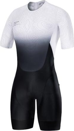 Santic Combinaison de triathlon pour homme - Une pièce - Sans manches - Rembourrée - Manches courtes - Trisuit - Triathlon - Haute élasticité - Séchage rapid