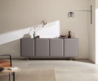 DELIFE Sideboard Marellia 200 cm Grau 4 T&uuml;ren Winkelfu&szlig; Edelstahl, Sideboards
