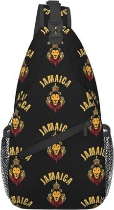 Generic T&ecirc;te De Lion Du Drapeau Jama&iuml;cain Sac &Agrave; Bandouli&egrave;re Multifonctionnel Sacoche Epaule Antivol Sac Banane Pour Camping Cyclisme Sport