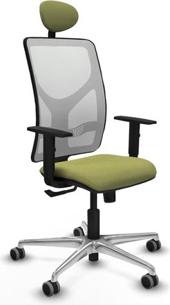 Piqueras y Crespo B&uuml;rostuhl, gr&uuml;n, mit 1D-Armlehnen, h&ouml;henverstellbarer Lendenwirbelst&uuml;tze und festem Kopfteil, ausgestattet mit Sincro 3 Positionen und Schneideschaum,