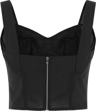Dolce & Gabbana Corset-Structured Satin Tank Top - Black