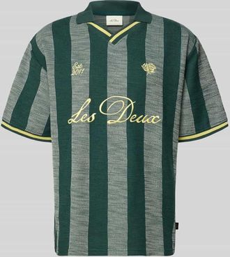 Les Deux Loose Fit Poloshirt mit V-Ausschnitt