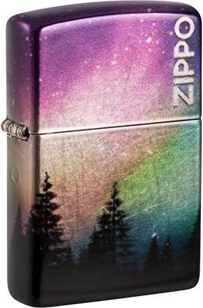 Zippo Sturmfeuerzeug - Colorful Sky, 540° Tumbled Chrome, Fusion - Nachfüllbar - Wiederverwendbar - Windfestes Design - Geschenkbox - Made in USA