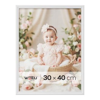 Woltu Cadre Photo 30x40cm Cadre en Bois Massif avec Passe Partout Suspendre Horizontalement ou Verticalement, D&eacute;coration Murale ou sur Table, Blanc