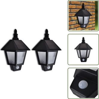 vidaXL Solar-Wandleuchten mit Bewegungsmelder 2 Stk. - Solarlaterne - Outdoorbeleuchtung - Gartenlampe - Wandleuchte - Bewegungsmelder